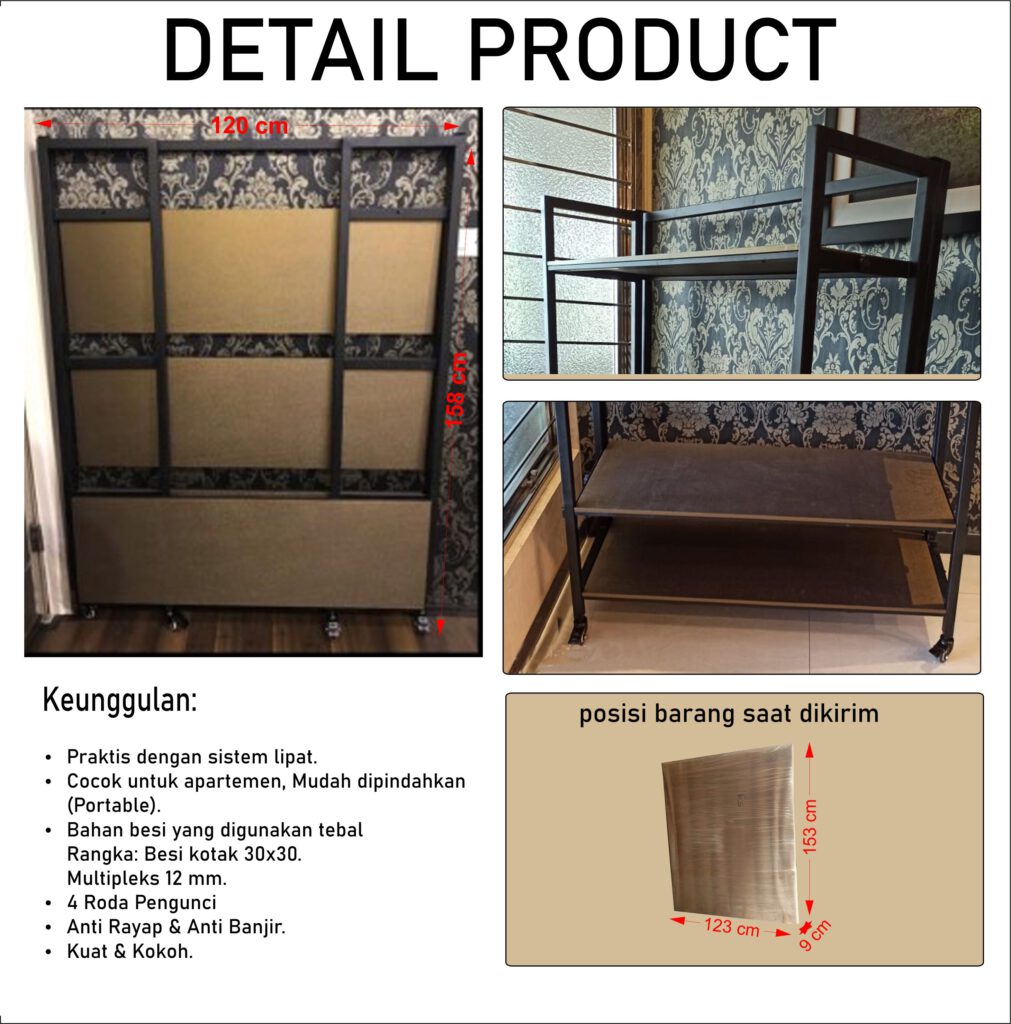 Rak Besi Lipat Portable Minimalis - WEGGEN STORE